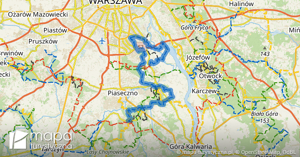 Niebieski szlak turystyczny Warszawa, Powsin – Zalesie Górne | mapa ...