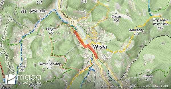Czerwony szlak spacerowy Wisła – Wisła Oaza | mapa-turystyczna.pl