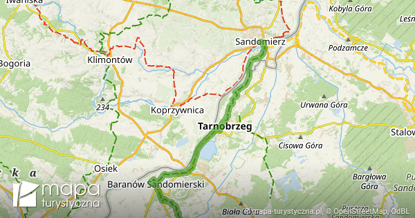 Zielony szlak turystyczny Sandomierz – Majdan Królewski | mapa ...