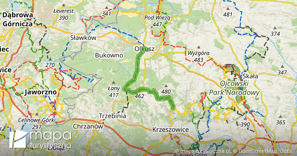 Zielony szlak turystyczny Olkusz – Źródło św. Eliasza | mapa-turystyczna.pl