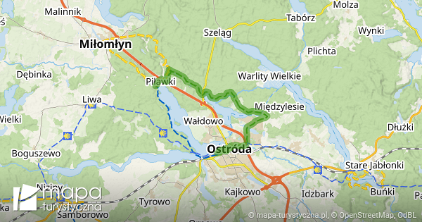 Zielony szlak turystyczny Ostróda – Piławki | mapa-turystyczna.pl