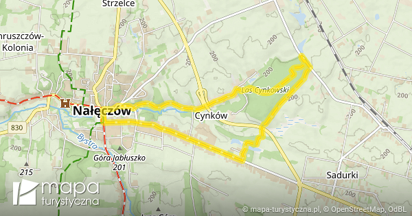 Żółty szlak turystyczny Nałęczów – Nałęczów | mapa-turystyczna.pl