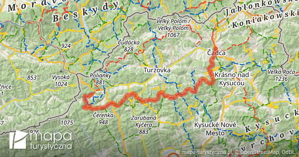 Czerwony szlak turystyczny Čadca – Makov, chata | mapa-turystyczna.pl