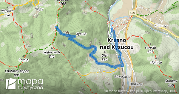 Niebieski szlak spacerowy Krásno nad Kysucou – Vojty, osada Za Lazy ...