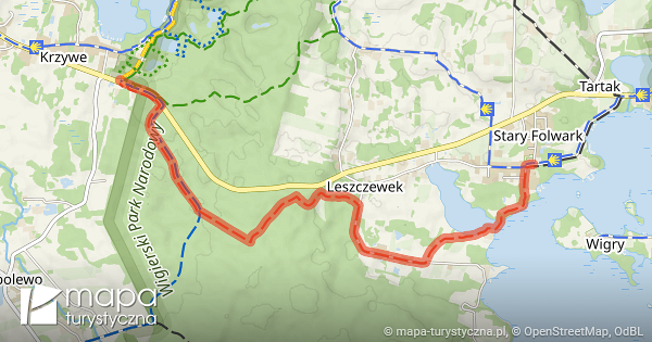 Czerwony szlak turystyczny Krzywe – Stary Folwark | mapa-turystyczna.pl