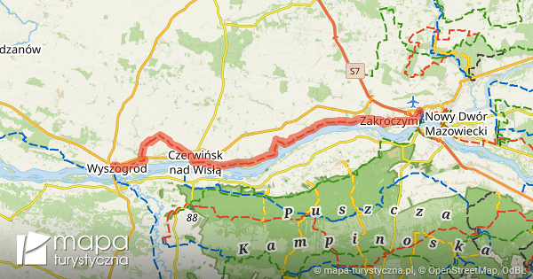 Czerwony szlak turystyczny Wyszogród – Modlin | mapa-turystyczna.pl