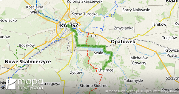Zielony szlak turystyczny Kalisz – Chełmce | mapa-turystyczna.pl