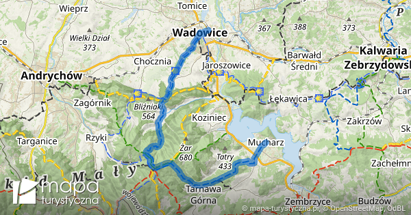 Niebieski szlak turystyczny Wadowice – Mucharz | mapa-turystyczna.pl
