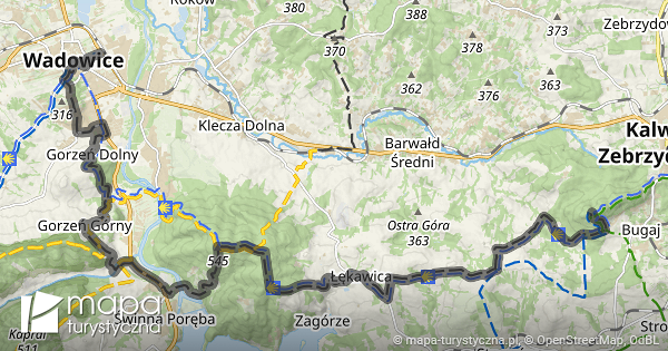 Czarny szlak turystyczny Wadowice – Żar | mapa-turystyczna.pl