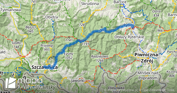 Niebieski szlak turystyczny Szczawnica – Rytro | mapa-turystyczna.pl
