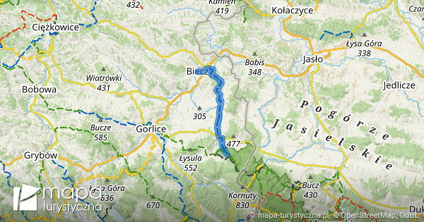 Niebieski szlak turystyczny Biecz – Mały Ferdel | mapa-turystyczna.pl