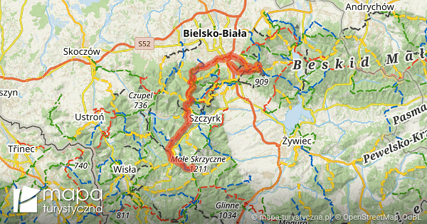 Czerwony szlak turystyczny Bielsko-Biała, Mikuszowice – Malinowska ...
